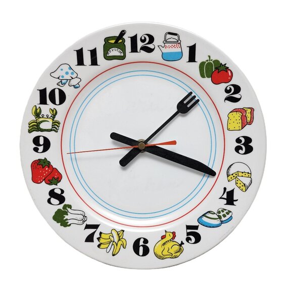 Plate Design Kitchen Clock | Wall Decor | Plate Design Kitchen Clock ...